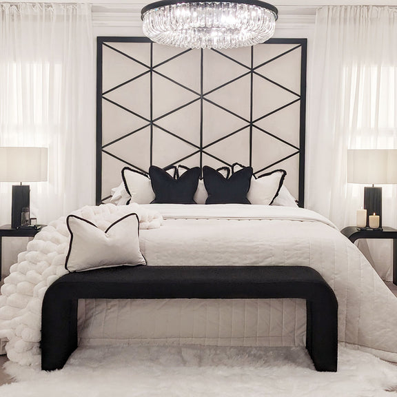 Vienna Cream & Black Premium Geometric Headboard – Rowen Homes