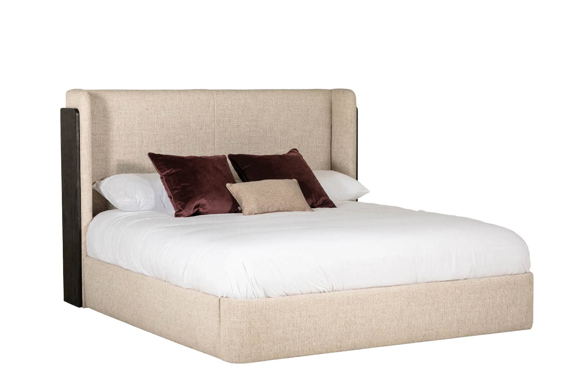 Adalynn Natural Textured Fabric Bed with Wooden Detail – Rowen Homes