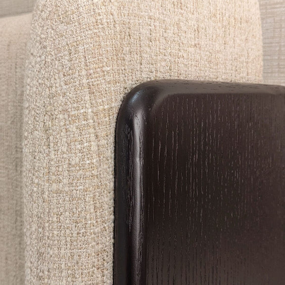 Adalynn Natural Textured Fabric Bed with Wooden Detail – Rowen Homes