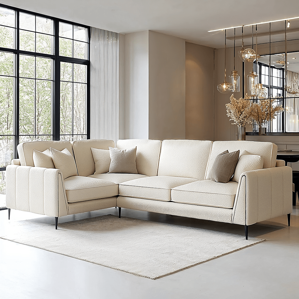 Alaina Cloud Bouclé Sofa Range with Black Legs – Rowen Homes