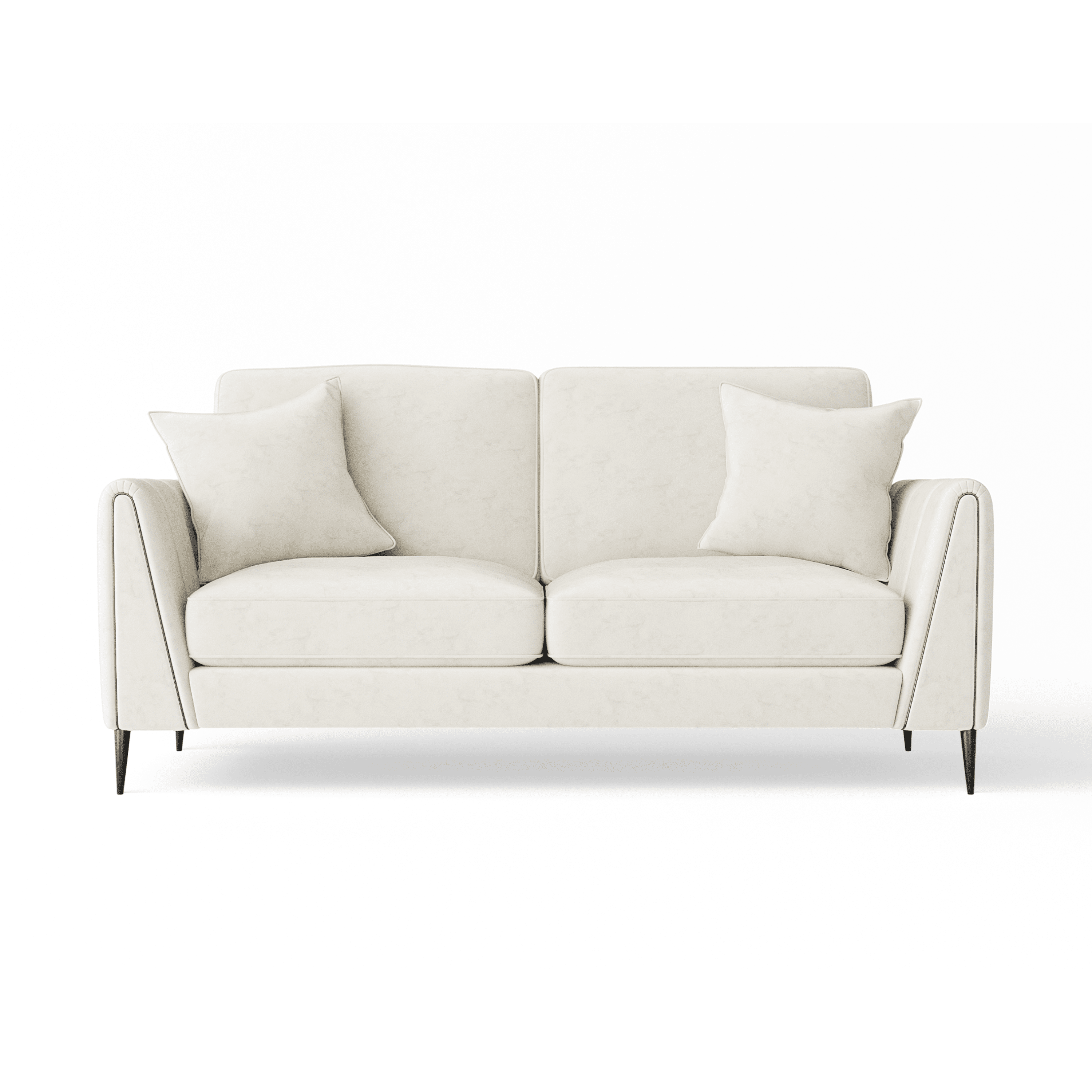 Alaina Cream Velvet 3 Seater Sofa with Black Legs – Rowen Homes