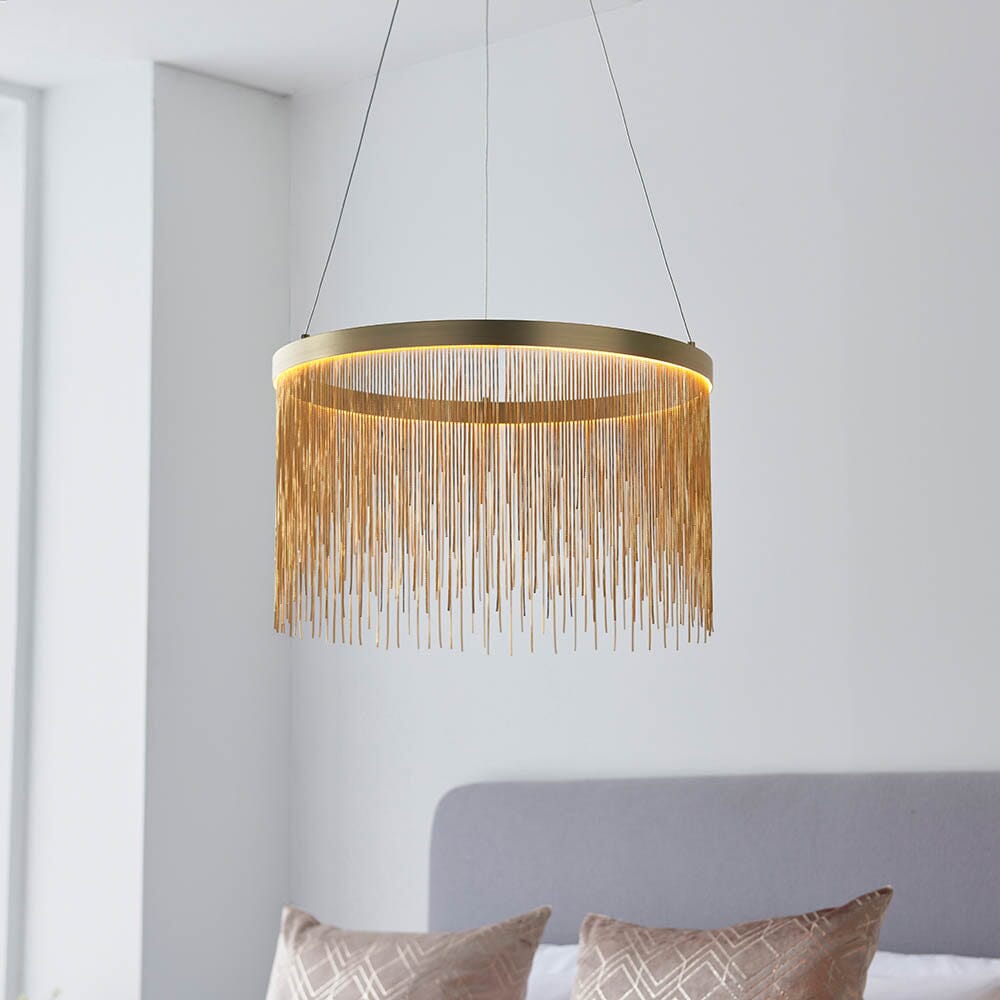 Alani Gold Tasselled Round Pendant Ceiling Light – Rowen Homes