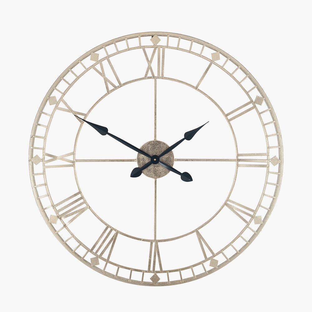 Aldina Large Gold Metal Round Wall Clock – Rowen Homes