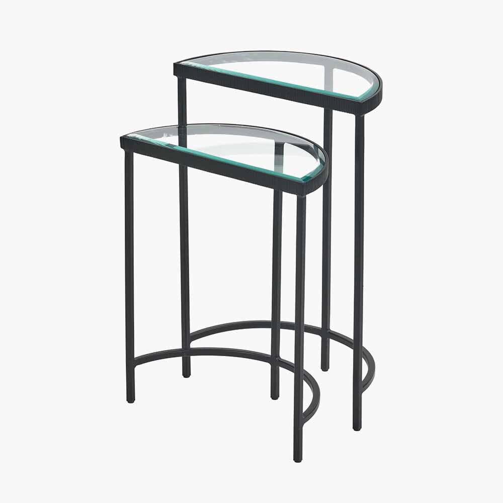 Alexis Bevelled Glass & Black Half Moon Side Tables - Set of 2 – Rowen ...