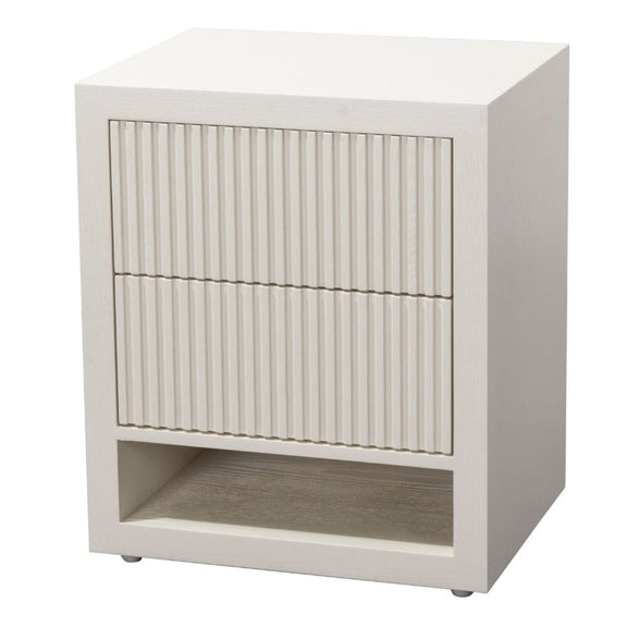Alviana White Ribbed Bedside Table – Rowen Homes