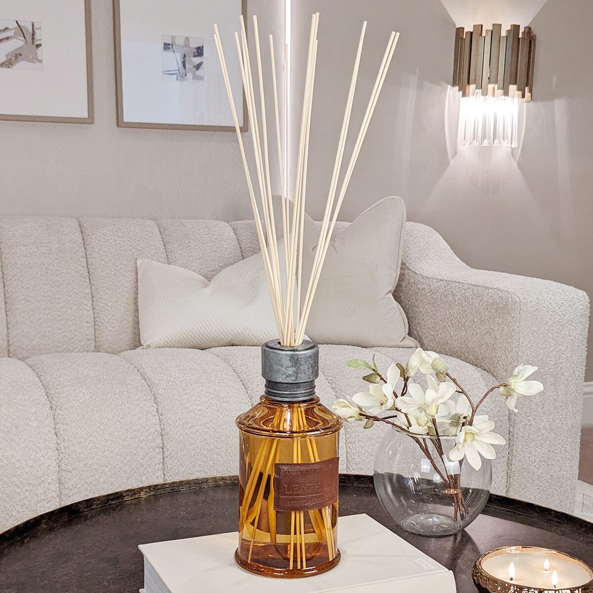 Amber Tinted Glass Leather Large Reed Diffuser- 1000ml – Rowen Homes