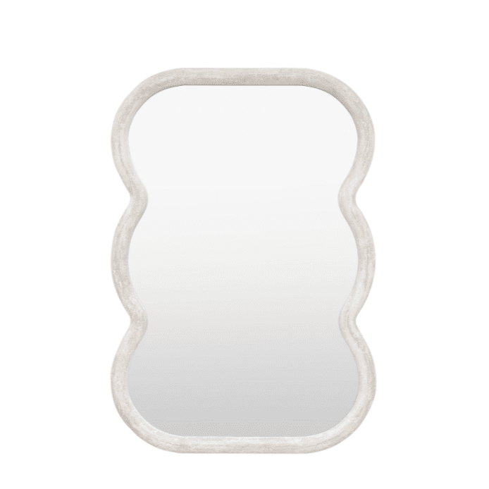 Amina White Concrete Effect Wave Effect Mirror – Rowen Homes