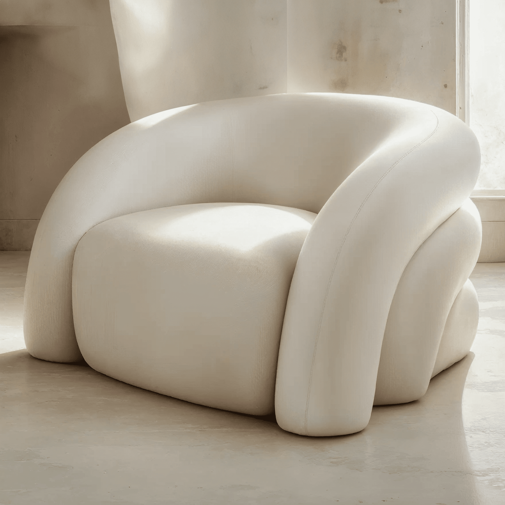 Amreli Curved Cream Snug Chair – Rowen Homes
