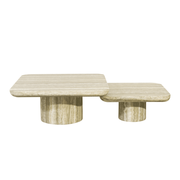 Ana Greige Faux Travertine Coffee Tables - Set of 2 – Rowen Homes