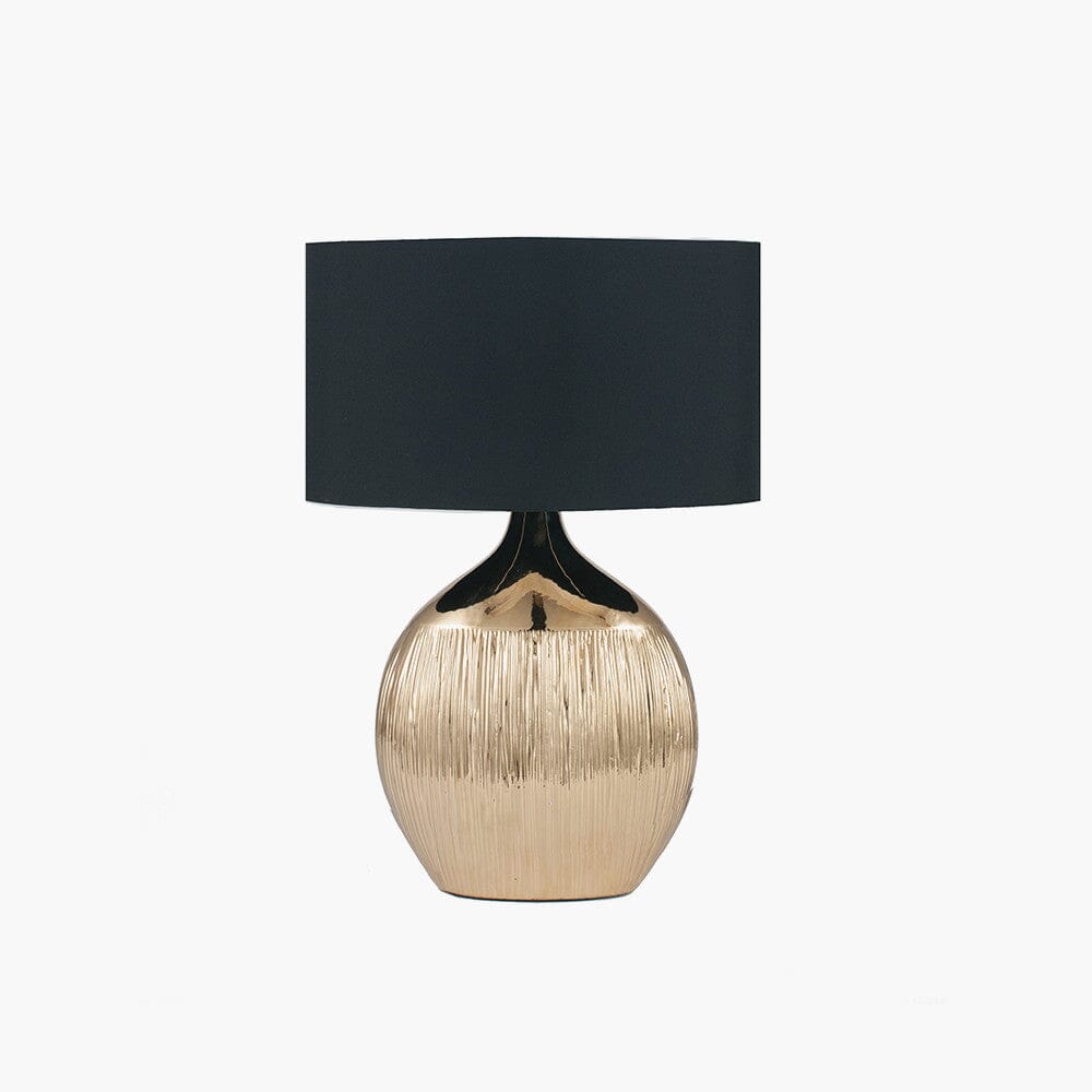 Andros Rounded Gold Table Lamp with Black Shade – Rowen Homes