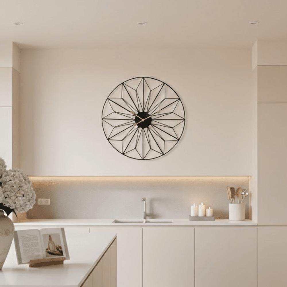 Aretta Black Geometric Wall Clock – Rowen Homes