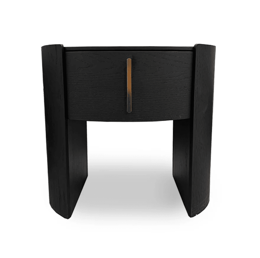 Arezzo Black 1 Drawer Bedside Table with Gold Handle Detail – Rowen Homes