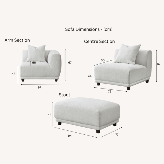Arlo Polar Boucle Modular Sofa Range – Rowen Homes