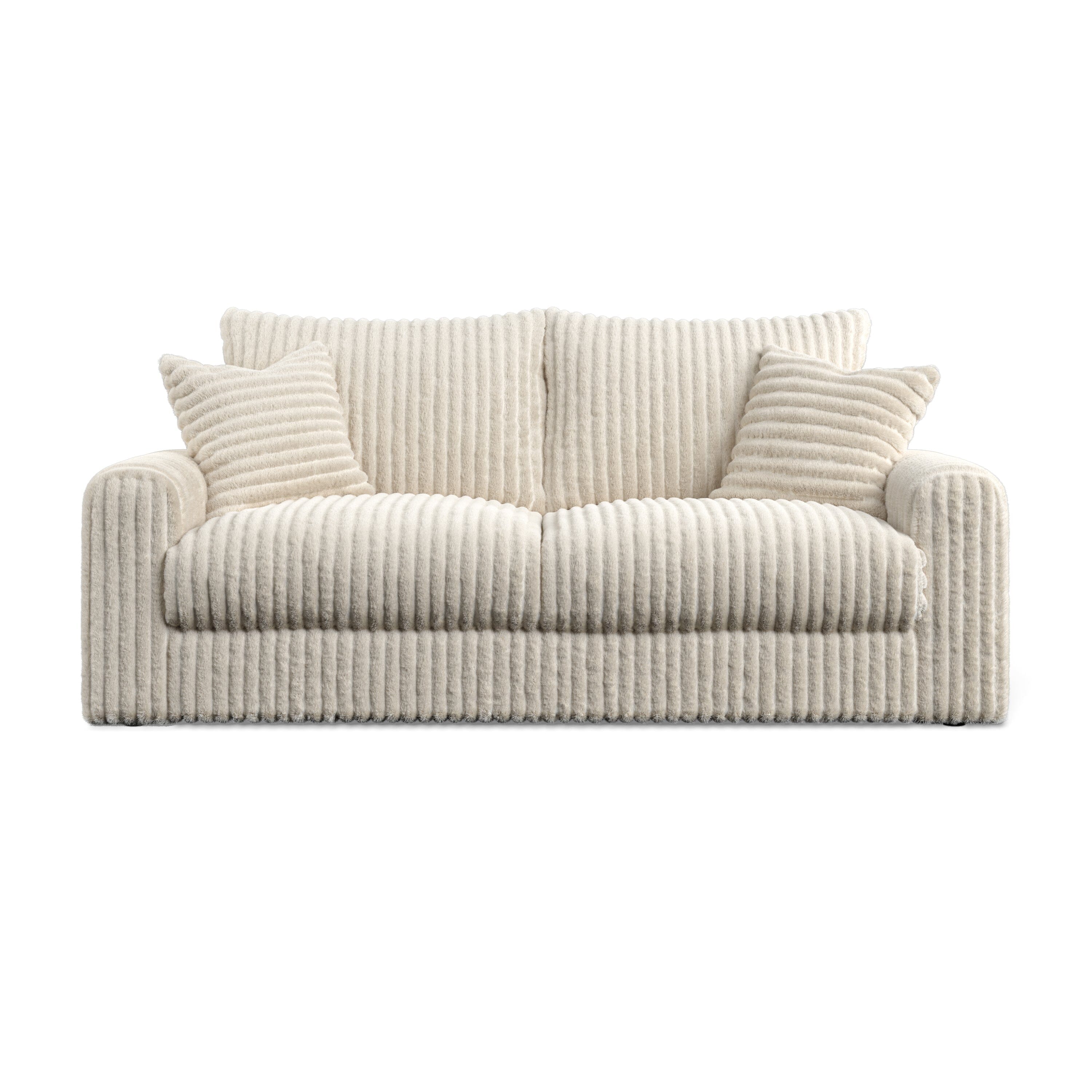 Aspen Cream Faux Fur Chunky Ribbed Large Sofa – Rowen Homes