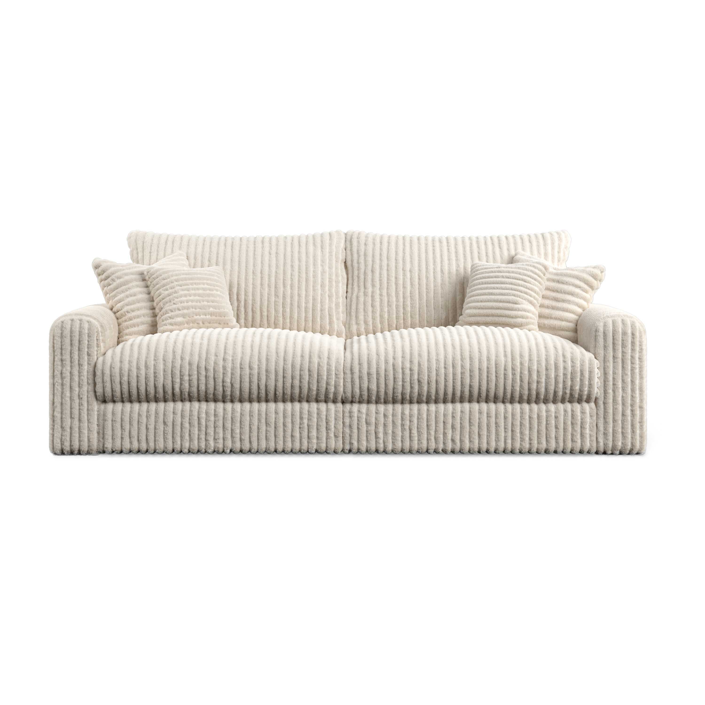 Aspen Cream Faux Fur Chunky Ribbed XL Sofa – Rowen Homes