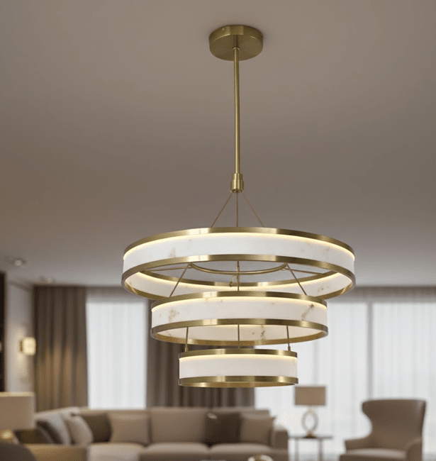 Beck Gold & Marble Round Statement LED Ceiling Light – Rowen Homes