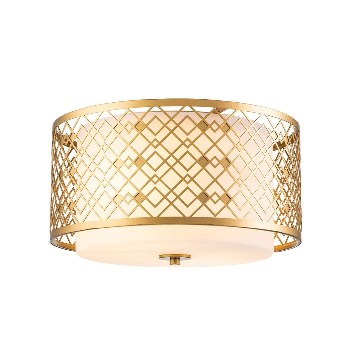 Belgrave Gold Diamond Pattern Flush Ceiling Light – Rowen Homes