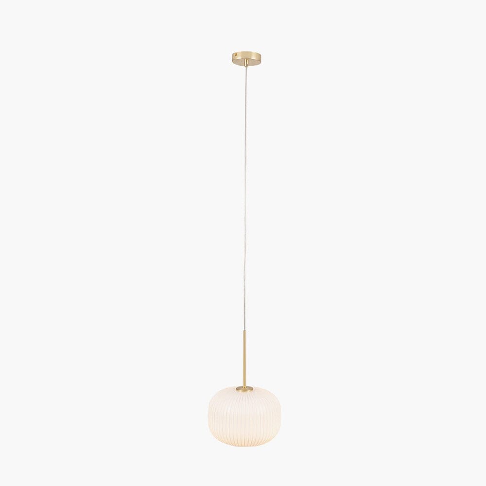 Bellamy White Glass & Gold Ribbed Glass Circular Pendant Ceiling Light ...