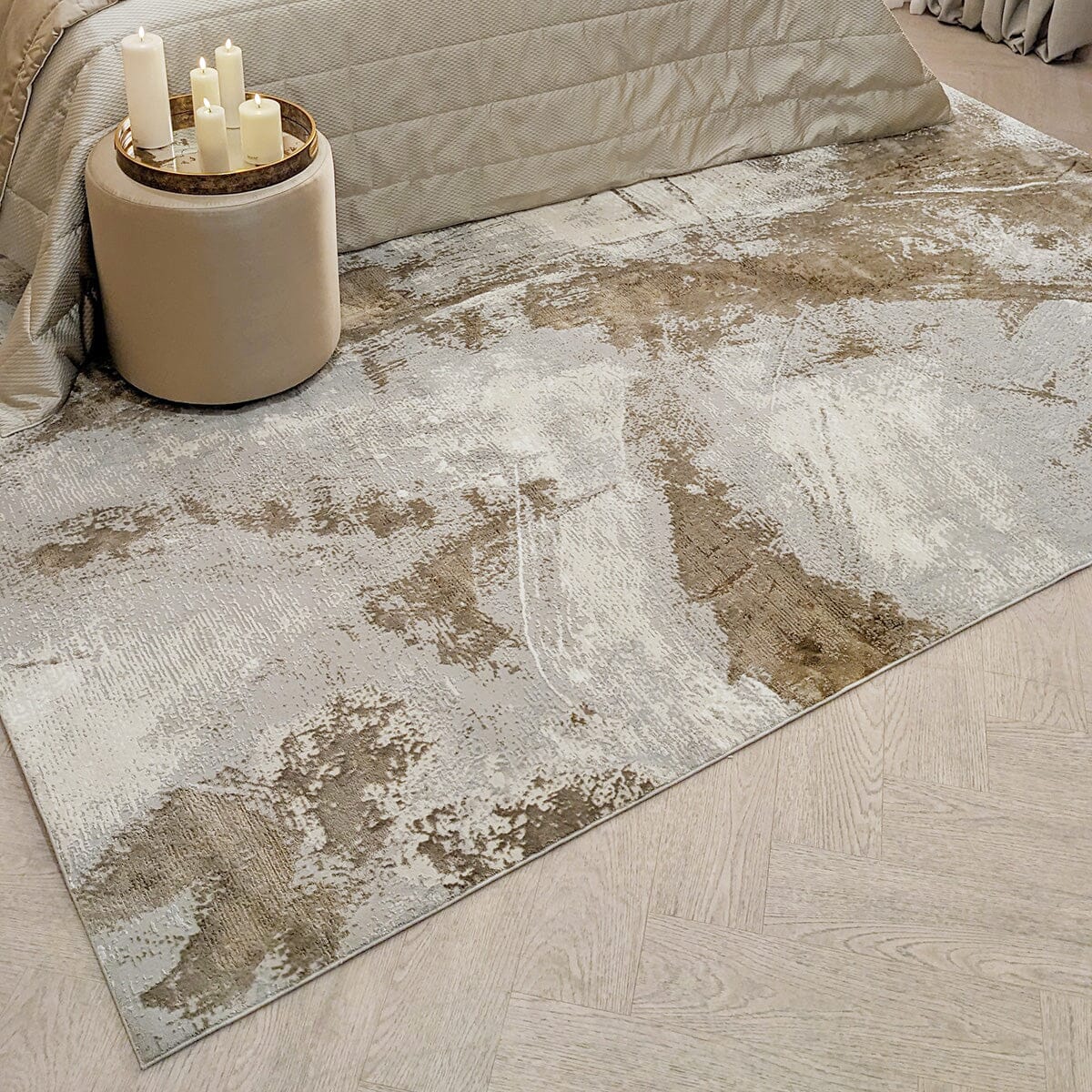 Biscotti Luxury Abstract Cream & Mink Metallic Rug – Rowen Homes
