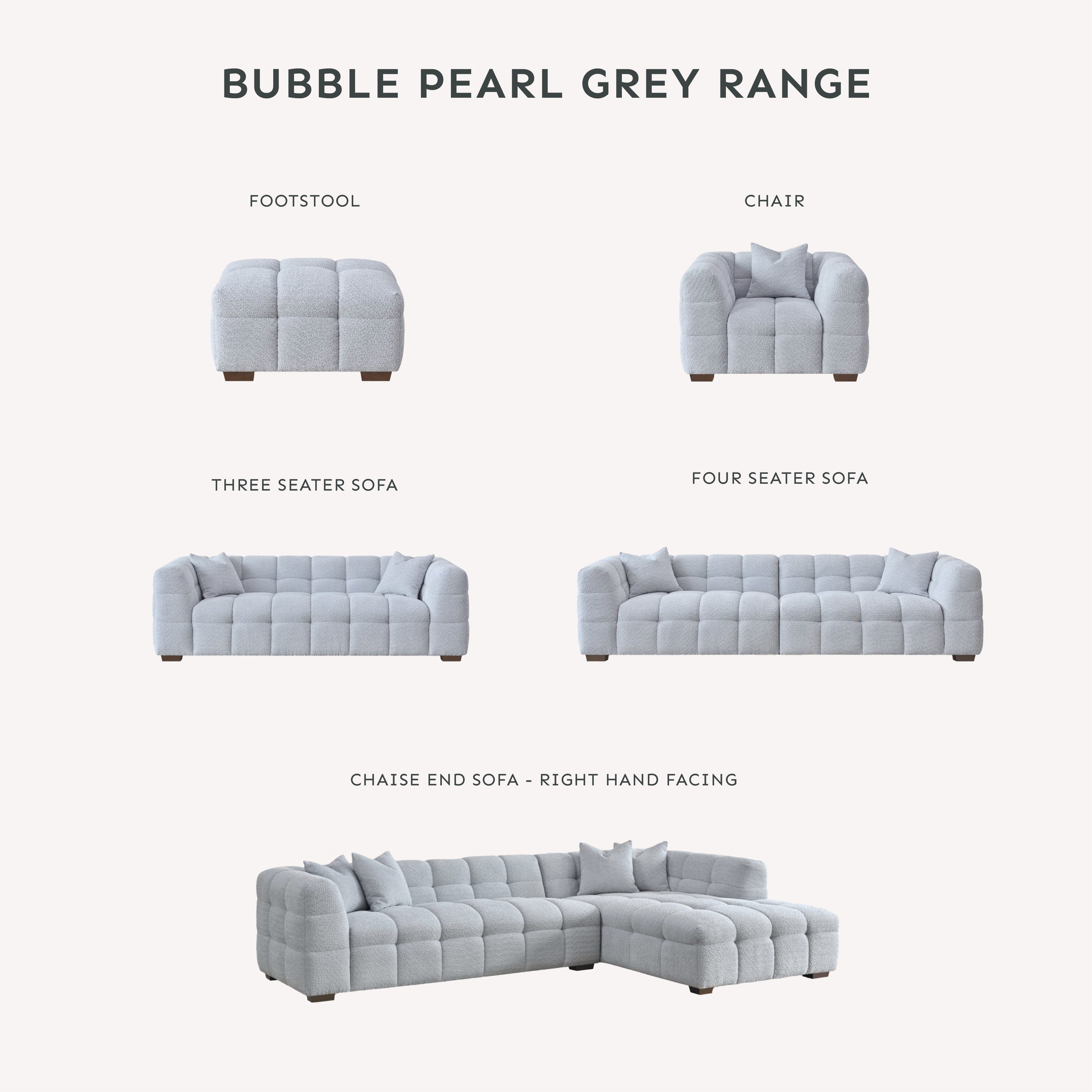 Bubble Tufted Pearl Grey Boucle Chunky Sofa Range – Rowen Homes