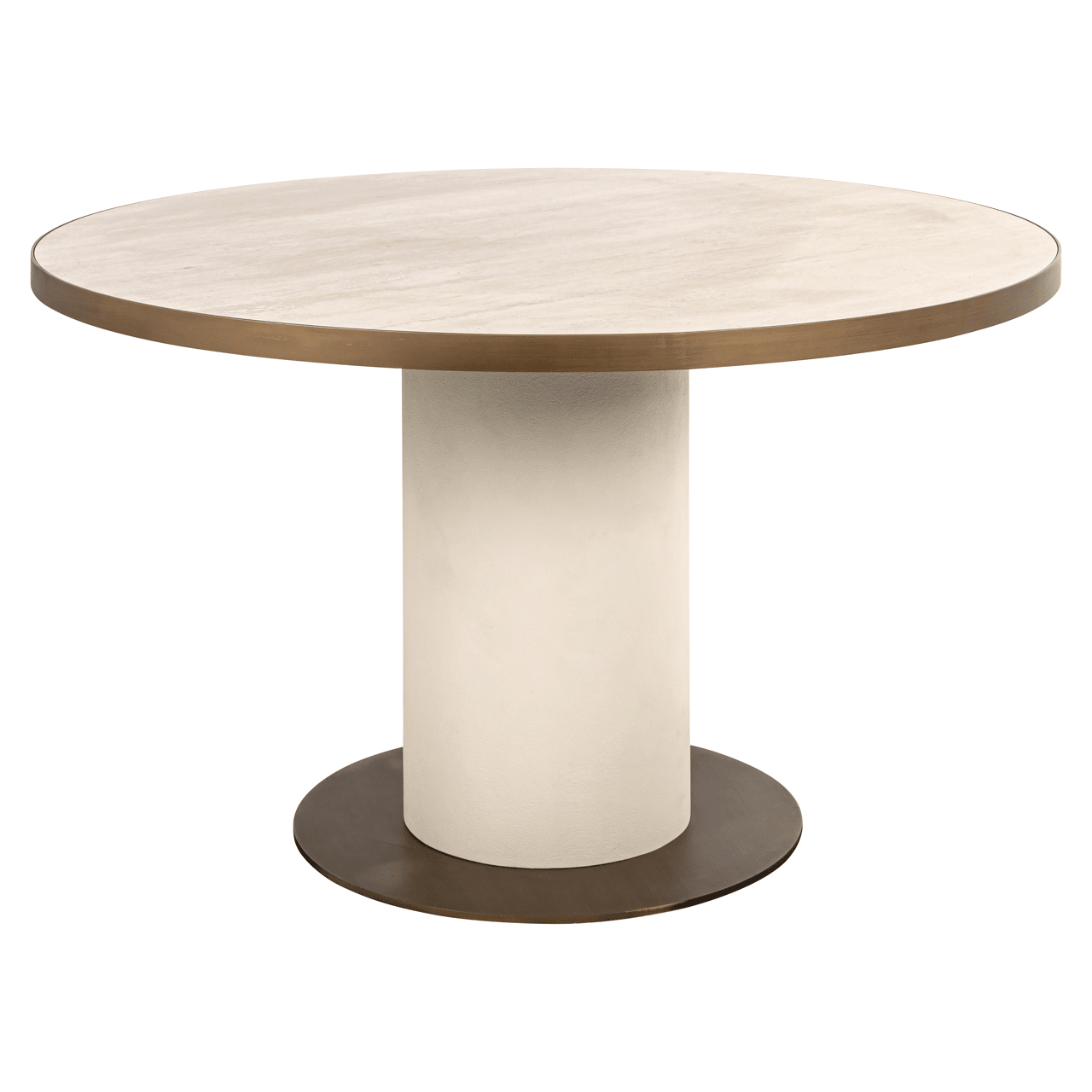 Camille Luxury Cream & Gold Round Dining Table with Ceramic Marble Top ...