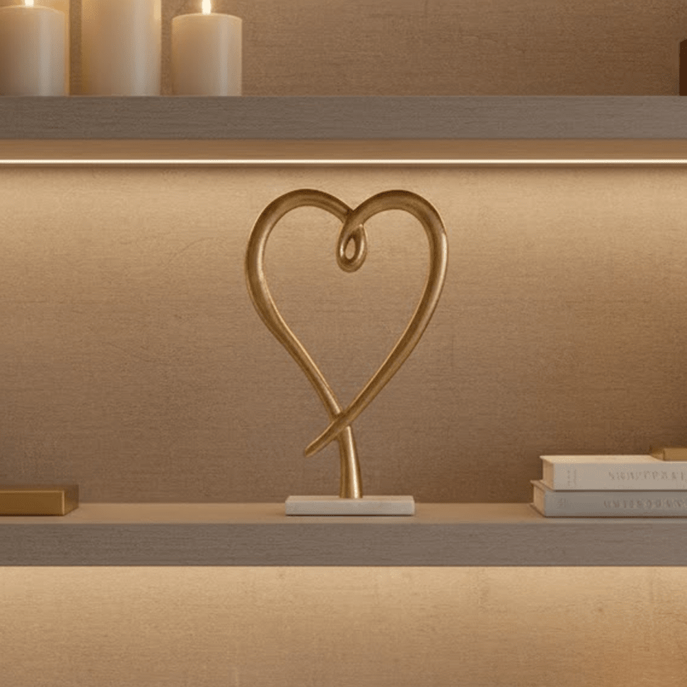 Cara Gold Heart Ornament on Marble Base – Rowen Homes