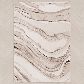 Casoria Cream & Beige Marble Effect Rug – Rowen Homes