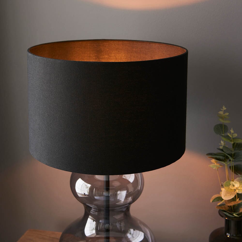 Cassie Tinted Glass Table Lamp with Black Shade – Rowen Homes