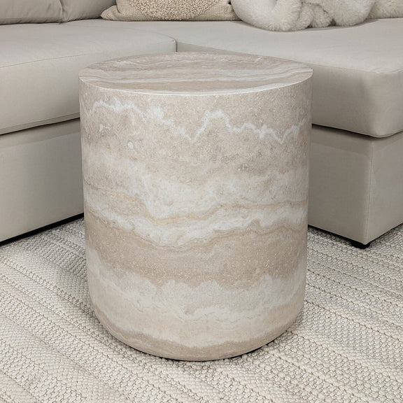 Shop Celeste Round Neutral Marble Effect Side Table – Rowen Homes