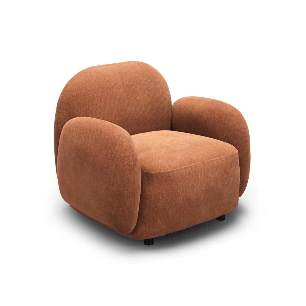 Celio Rust Textured Curved Modern Armchair – Rowen Homes