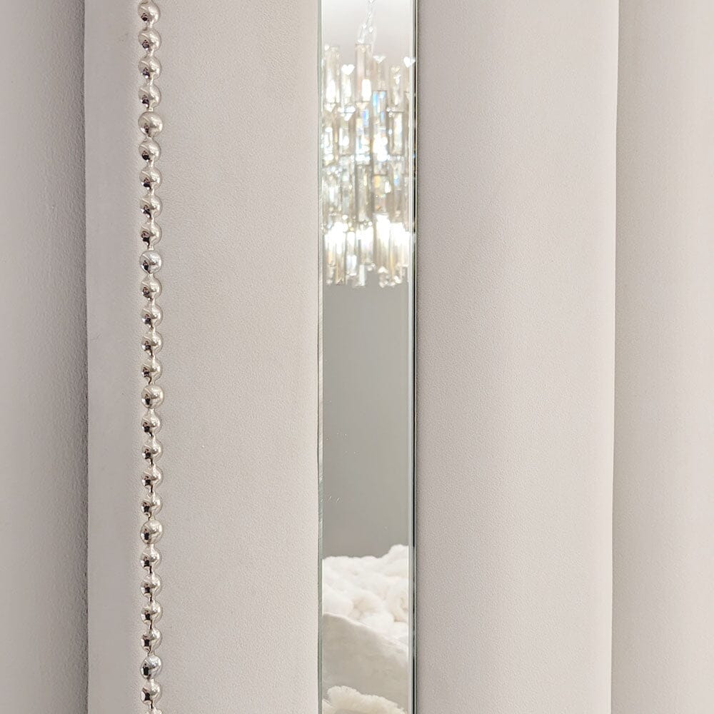 Chelsea Cream Velvet Mirrored Studded Channelled Headboard – Rowen Homes