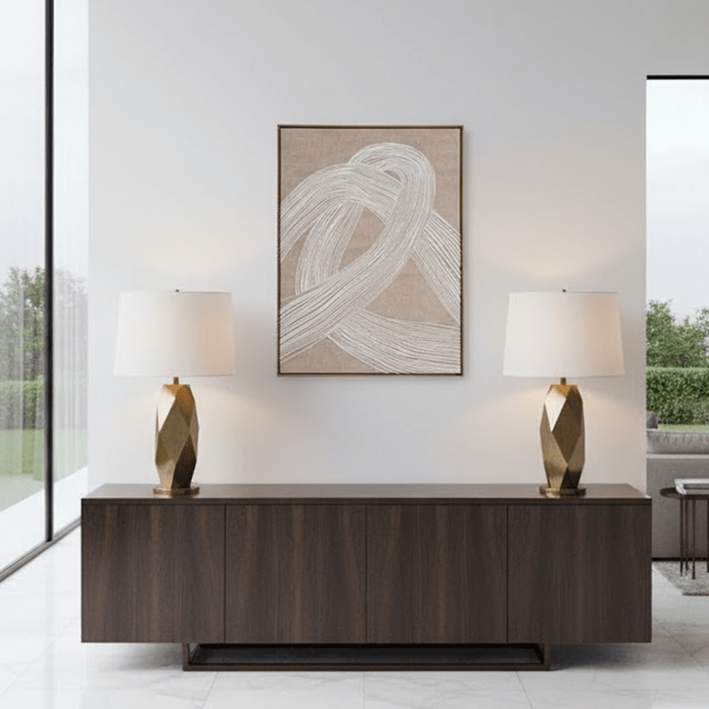 Clay Neutral Abstract Line Art Framed Canvas Wall Art- II – Rowen Homes