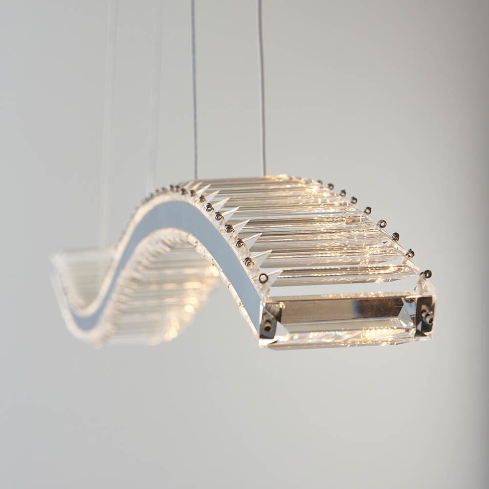 In Stock - Alma Crystal Glass LED Linear Pendant Ceiling Light – Rowen ...