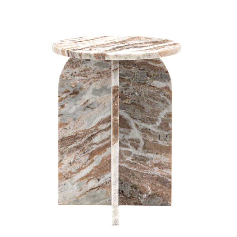 Cream & Coffee Abstract Natural Marble Side Table – Rowen Homes