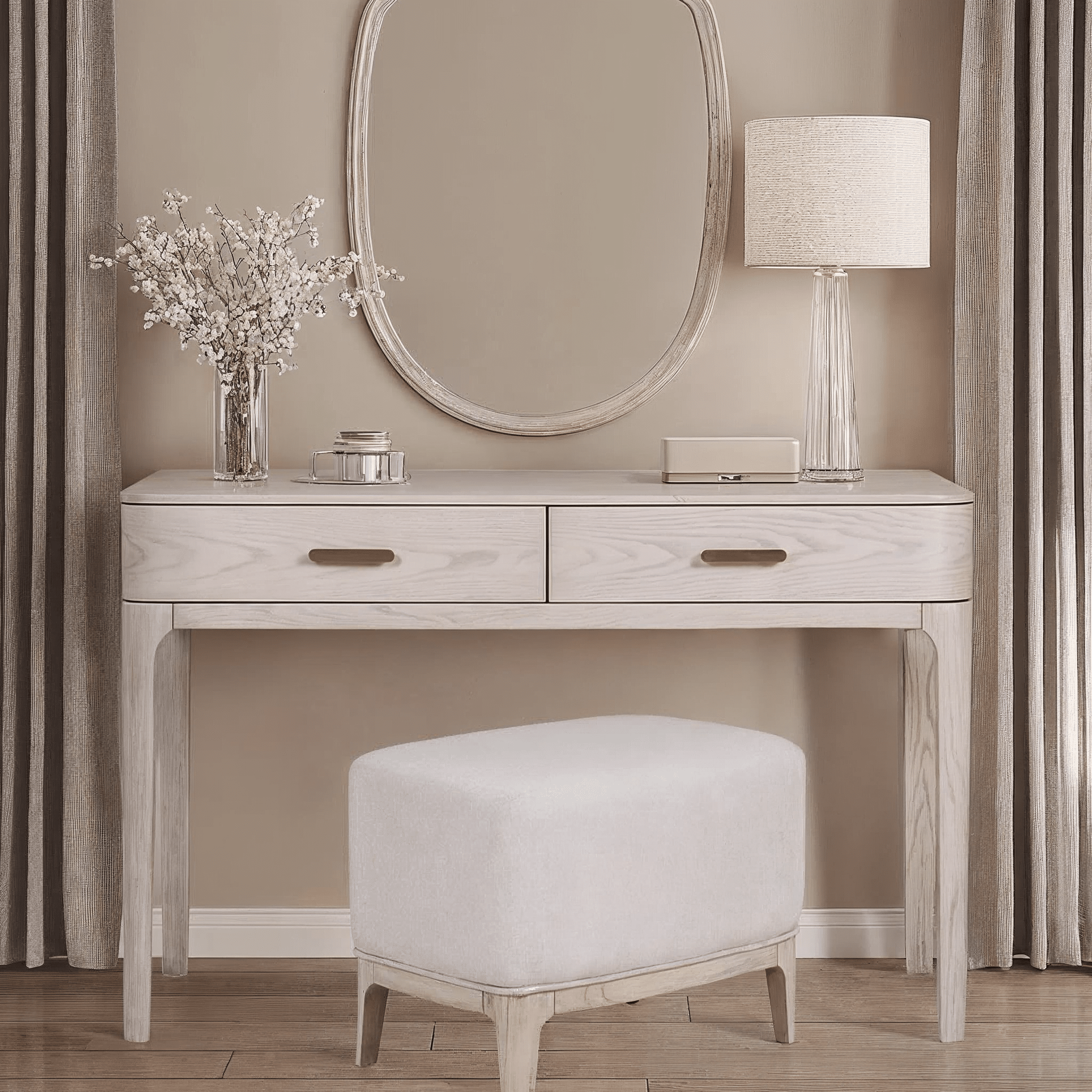 Shop Dahlia Lightwash Wood Veneer 2 Drawer Dressing Table – Rowen Homes