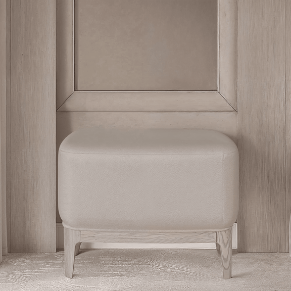 Dahlia Mushroom Fabric Stool with Lightwash Wood Legs – Rowen Homes