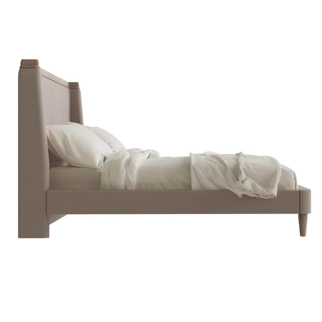 Dahlia Mushroom & Lightwash Wood Veneer Bed – Rowen Homes