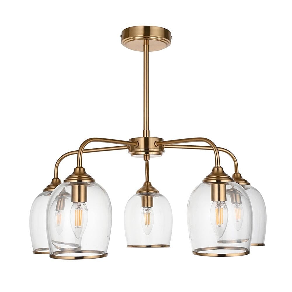 Eloise Brushed Brass 5 Light Ceiling Light – Rowen Homes