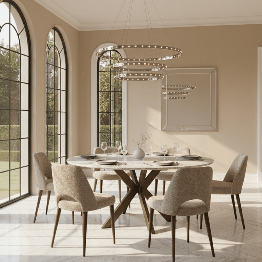 Esther Marble Dining Table with Antique Brass Legs – Rowen Homes