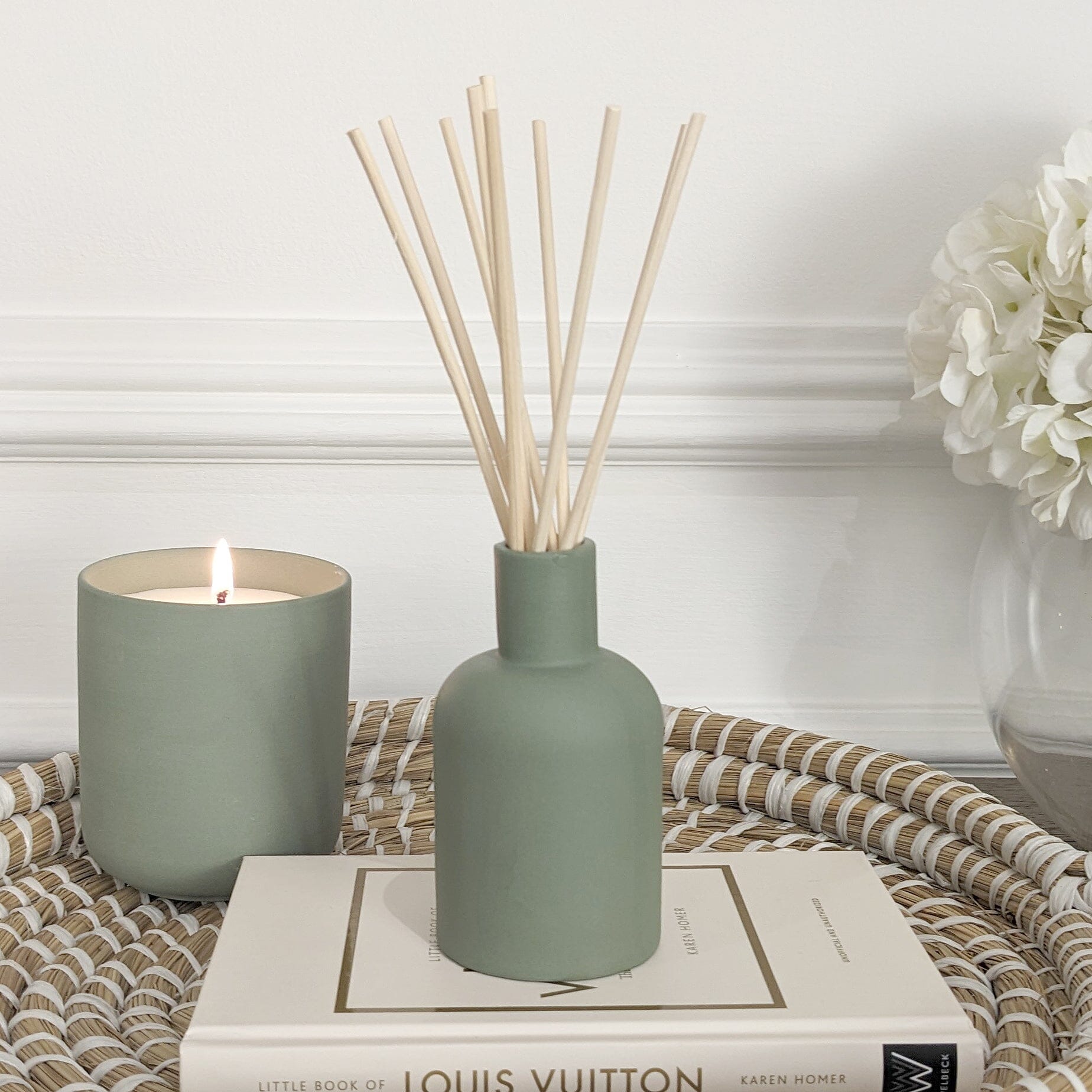 Evergreen Luxury Sage Green Reed Diffuser - Apple, Pine, Patchouli & L ...