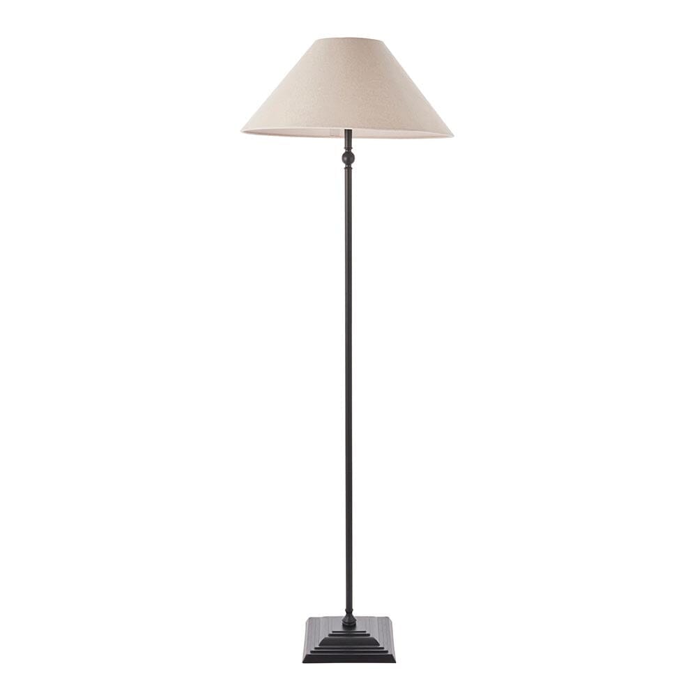 Francesca Matt Black Floor Lamp with Linen Shade – Rowen Homes