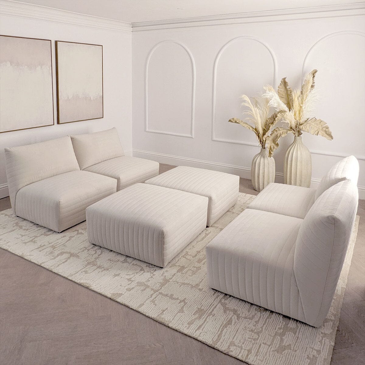 Shop Geneva Cream Velvet Fluted Modular Sofa Range – Rowen Homes