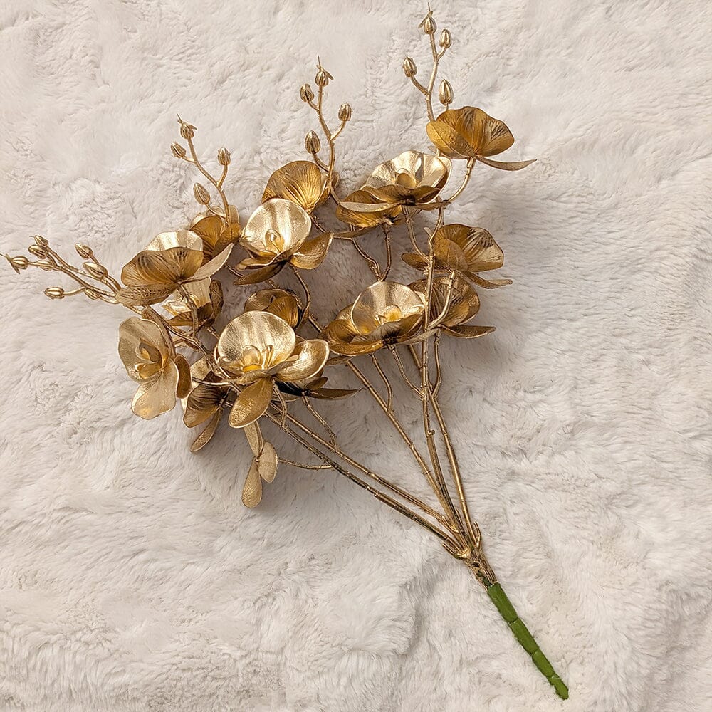Gold Faux Orchid Single Stem Floral – Rowen Homes