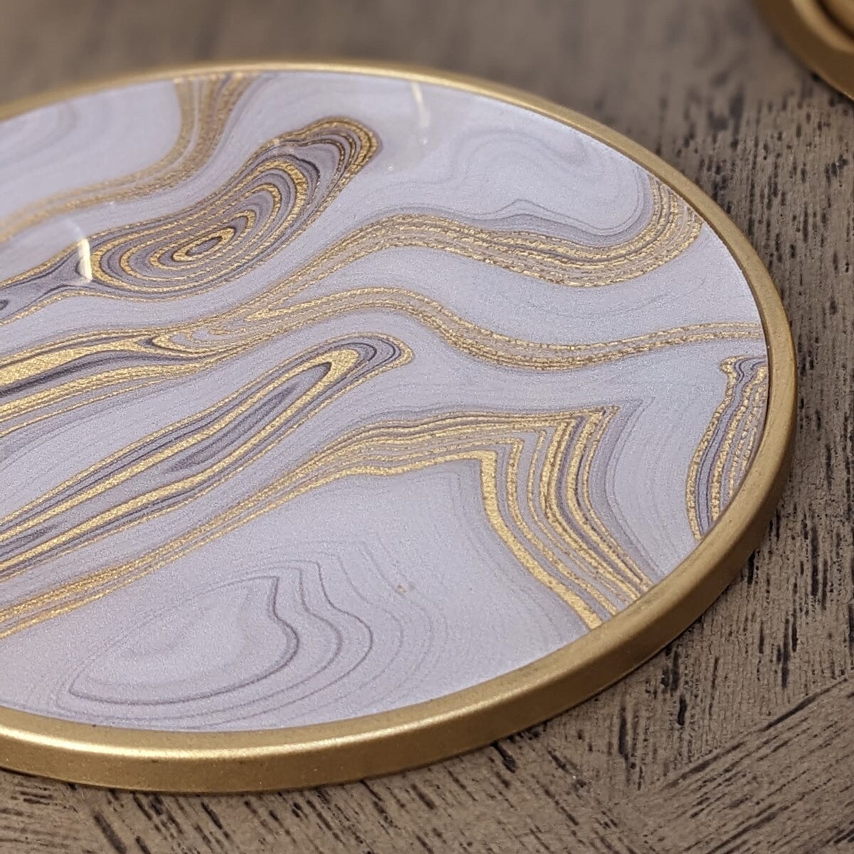 Gold Swirl Marble Effect Coasters - Gold Holder - Set of 4 – Rowen Homes