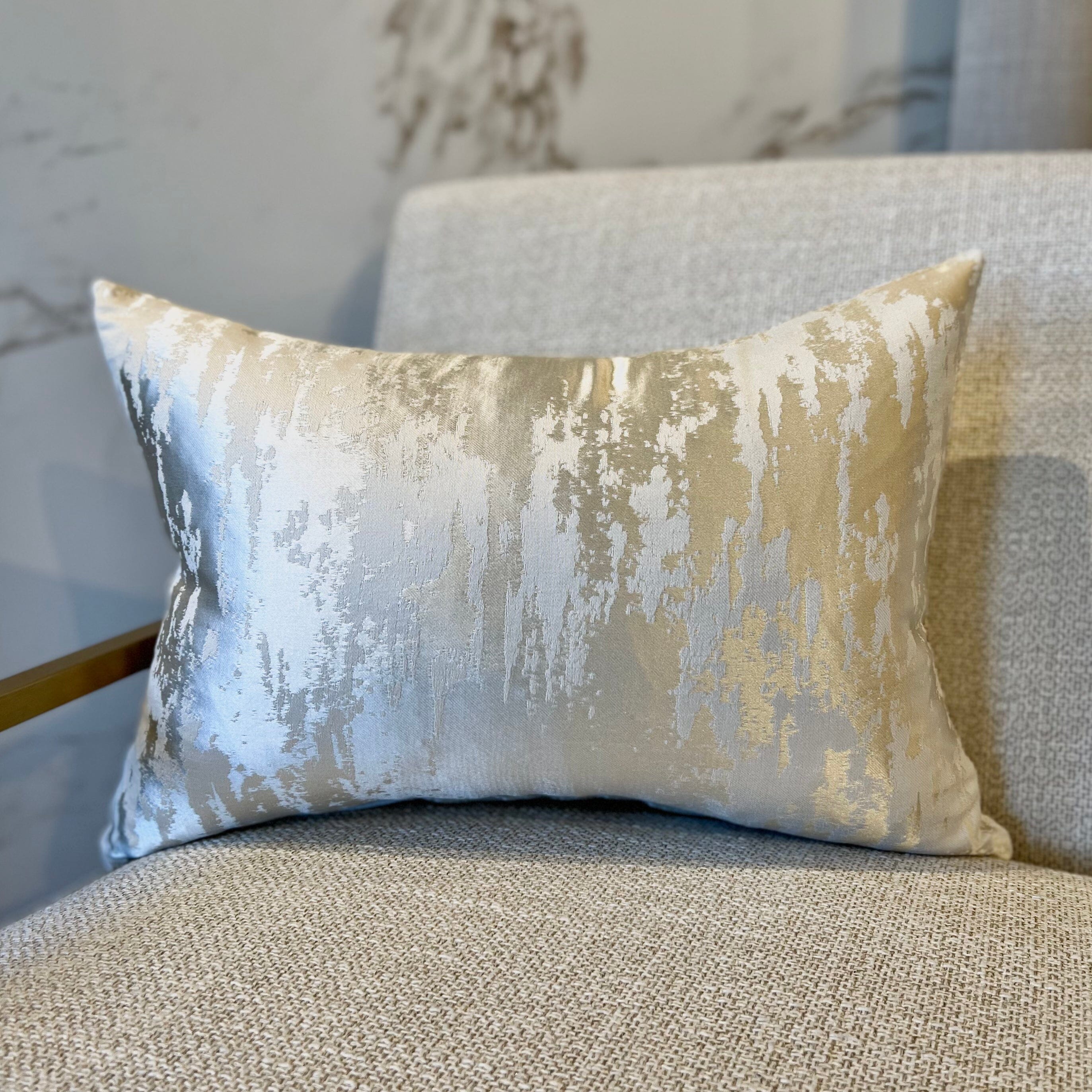 Hailes Oyster Satin Marble Effect Cushion - 35cm x 50cm – Rowen Homes