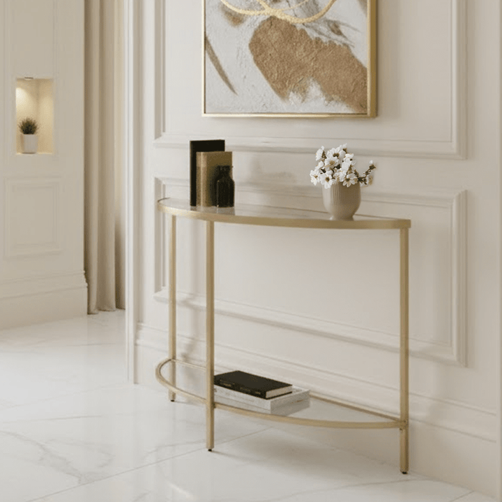 Hamilton Champagne Metal Console Table – Rowen Homes