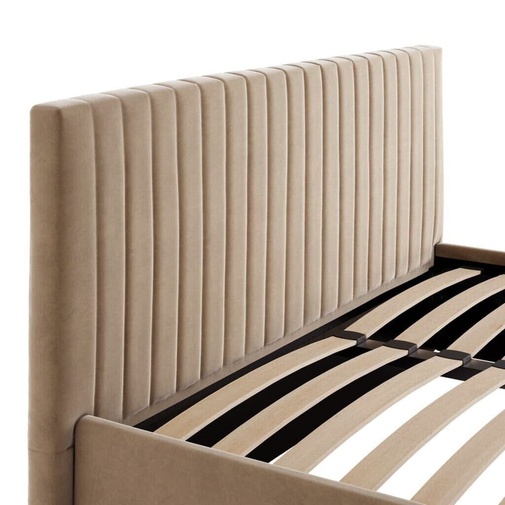 Shop Harriet Beige Velvet Channelled Ottoman Bed – Rowen Homes