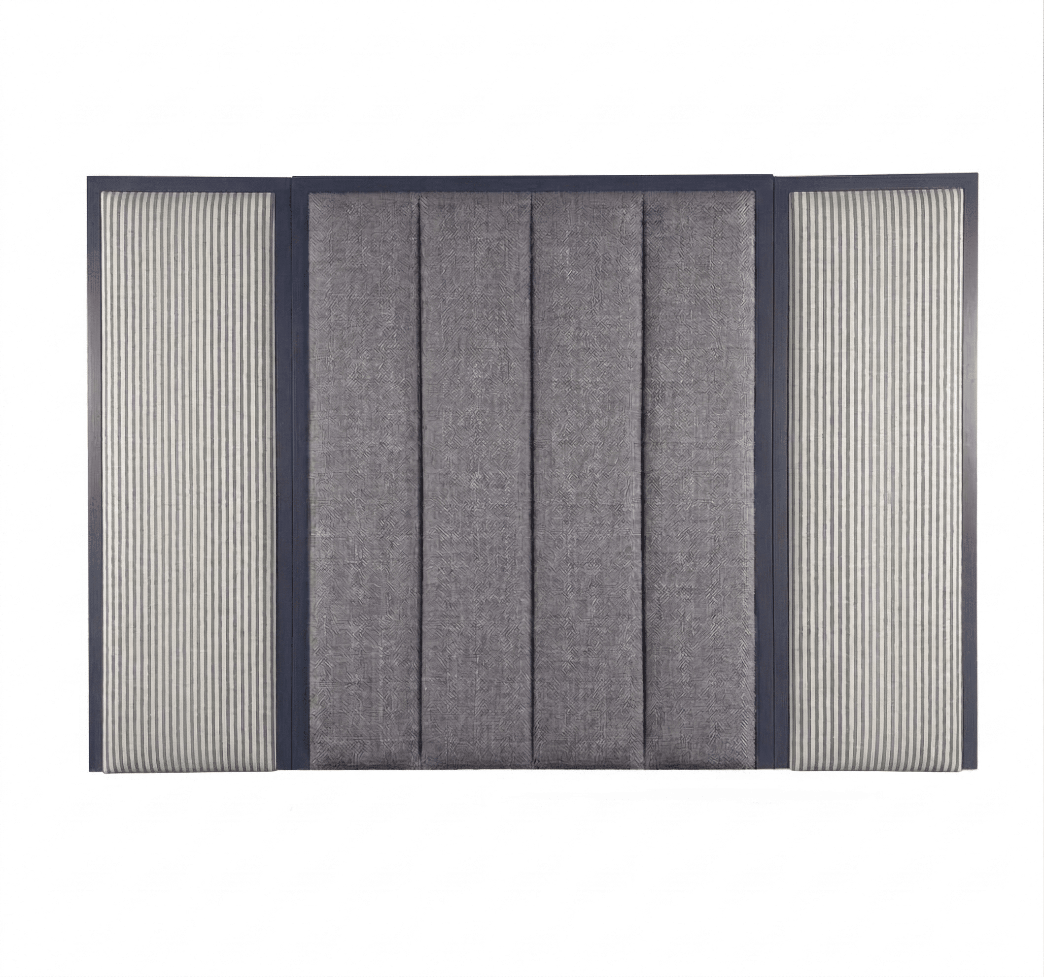 Harrington Graphite Woven Channelled Headboard with Petrol Frame & Blu ...