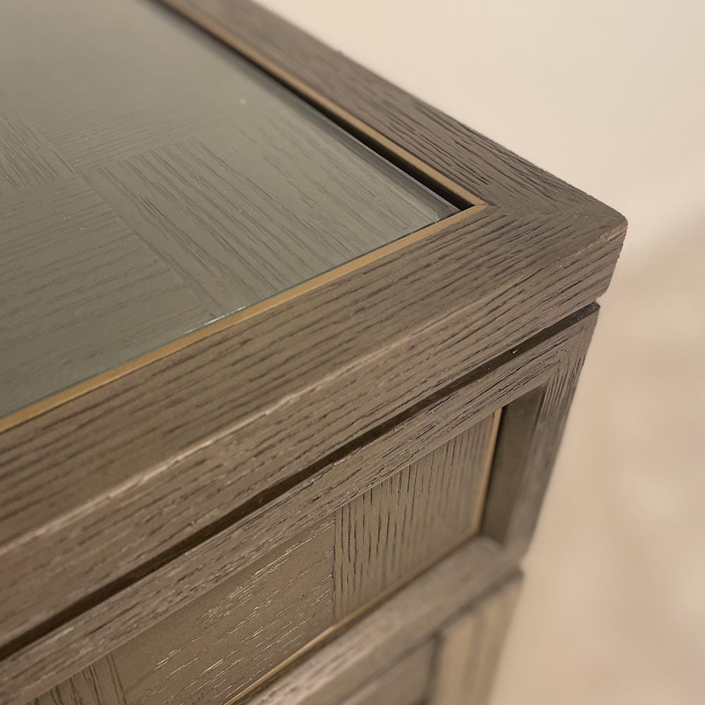 Haye 2 Drawer Chestnut & Gold Dressing Table with Glass Top – Rowen Homes