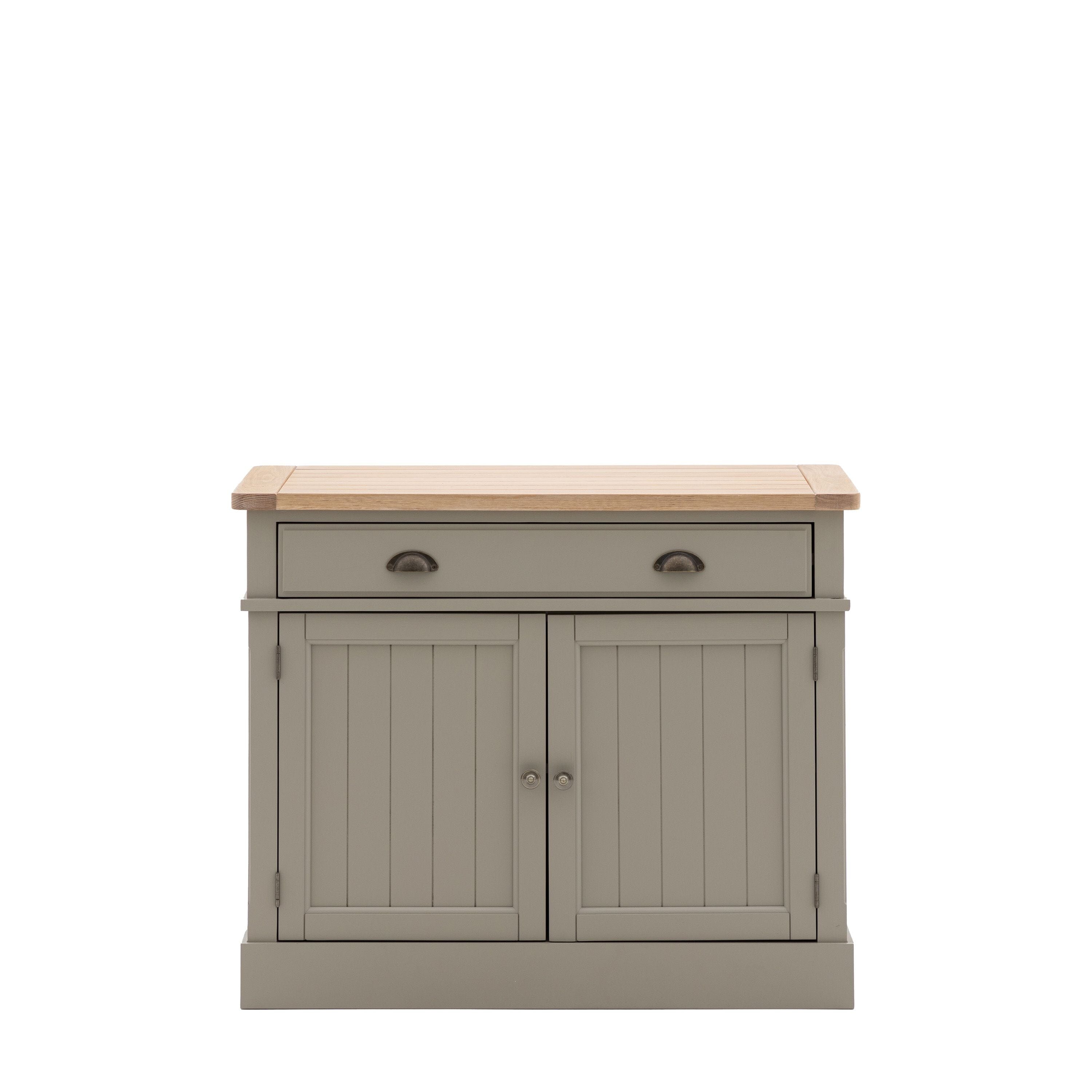 Highclere Sage Green Painted 2 Door Sideboard with Oak Top – Rowen Homes